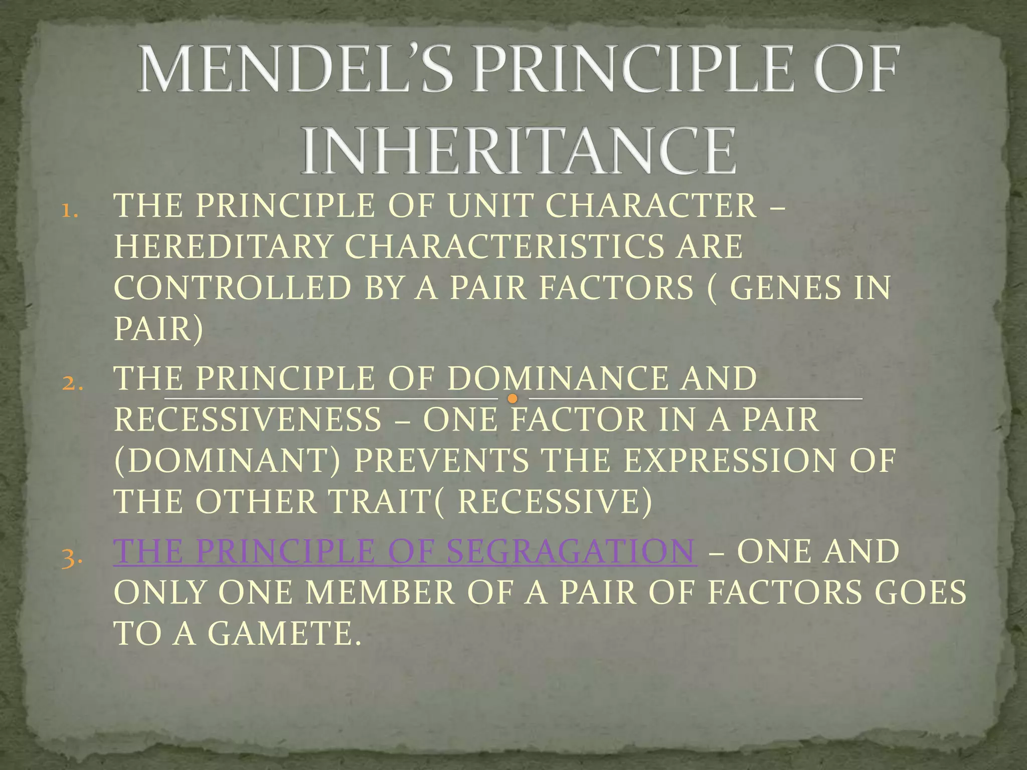 Mendel's principle of inheritance | PPTX