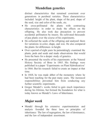 Mendel work | DOCX | Celebrity Families | Pop Culture