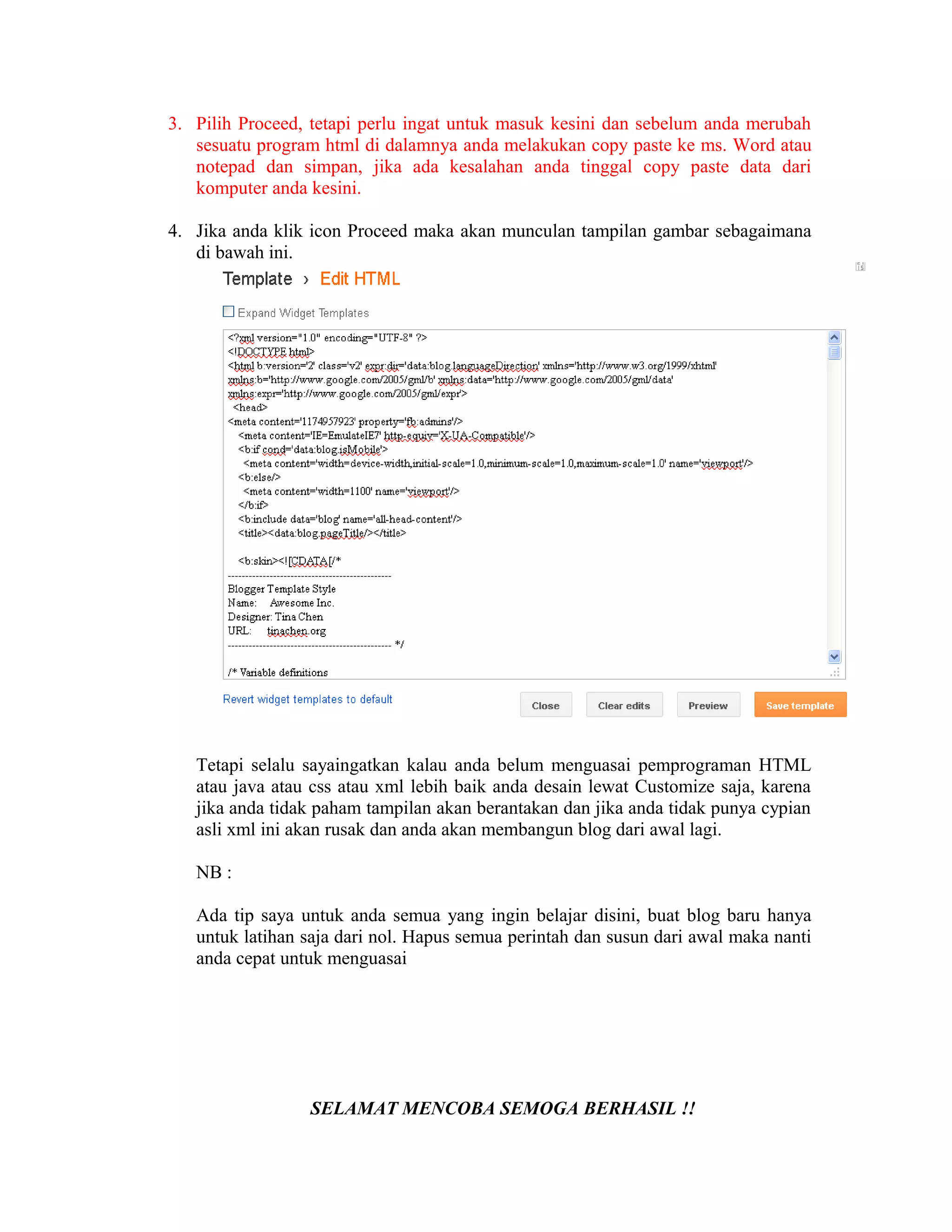 Mendesain blogger lewat menu template edit html | PDF