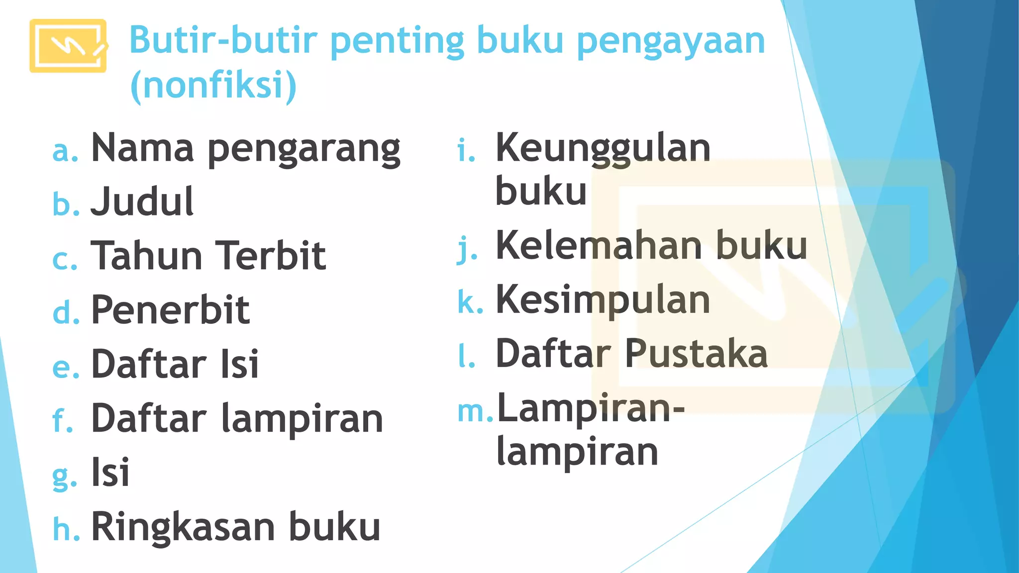 Mendeteksi butir butir penting dari buku pengayaan (nonfiksi | PPT