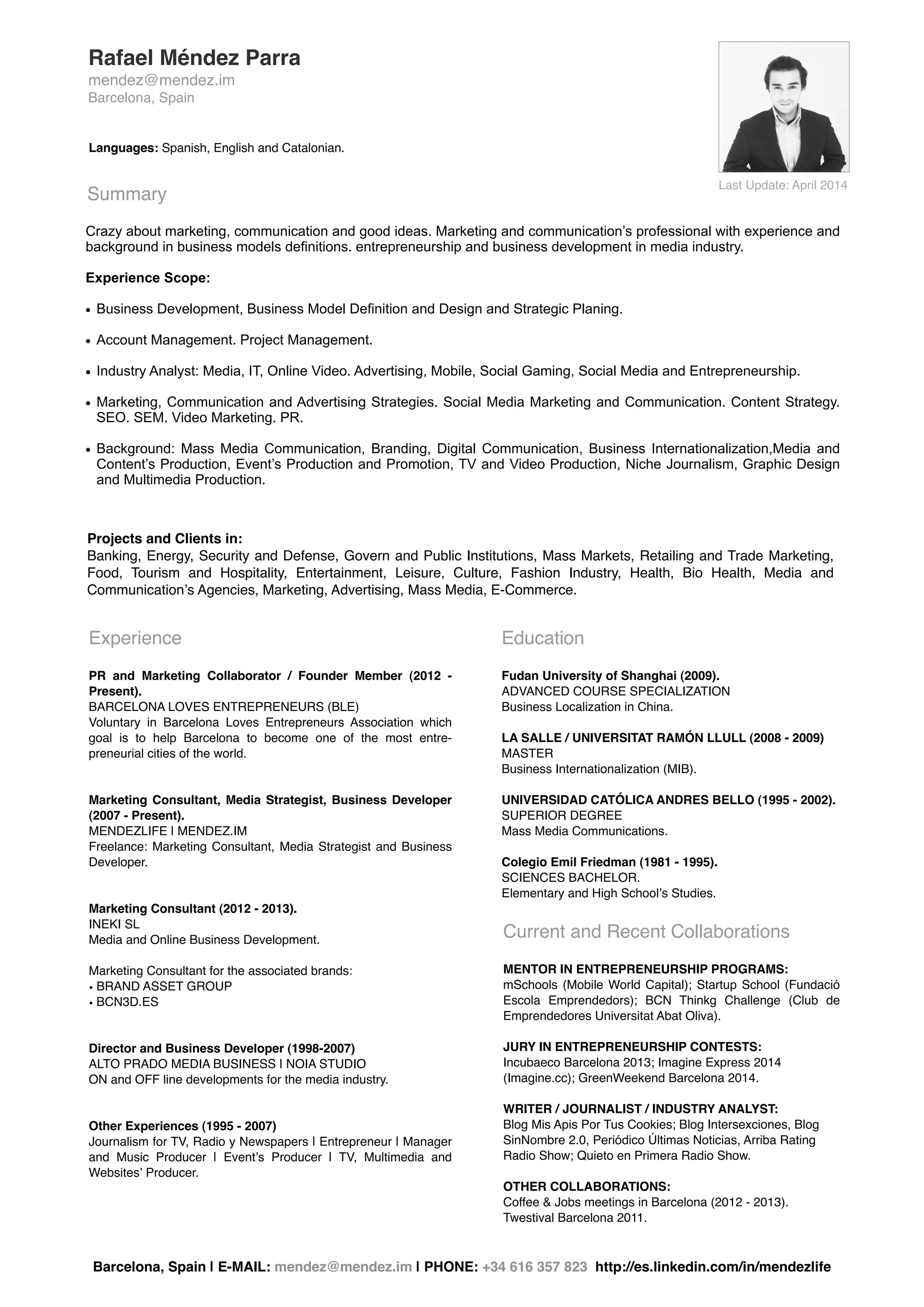 Mendez CV Resume English Version April 2014 | PDF
