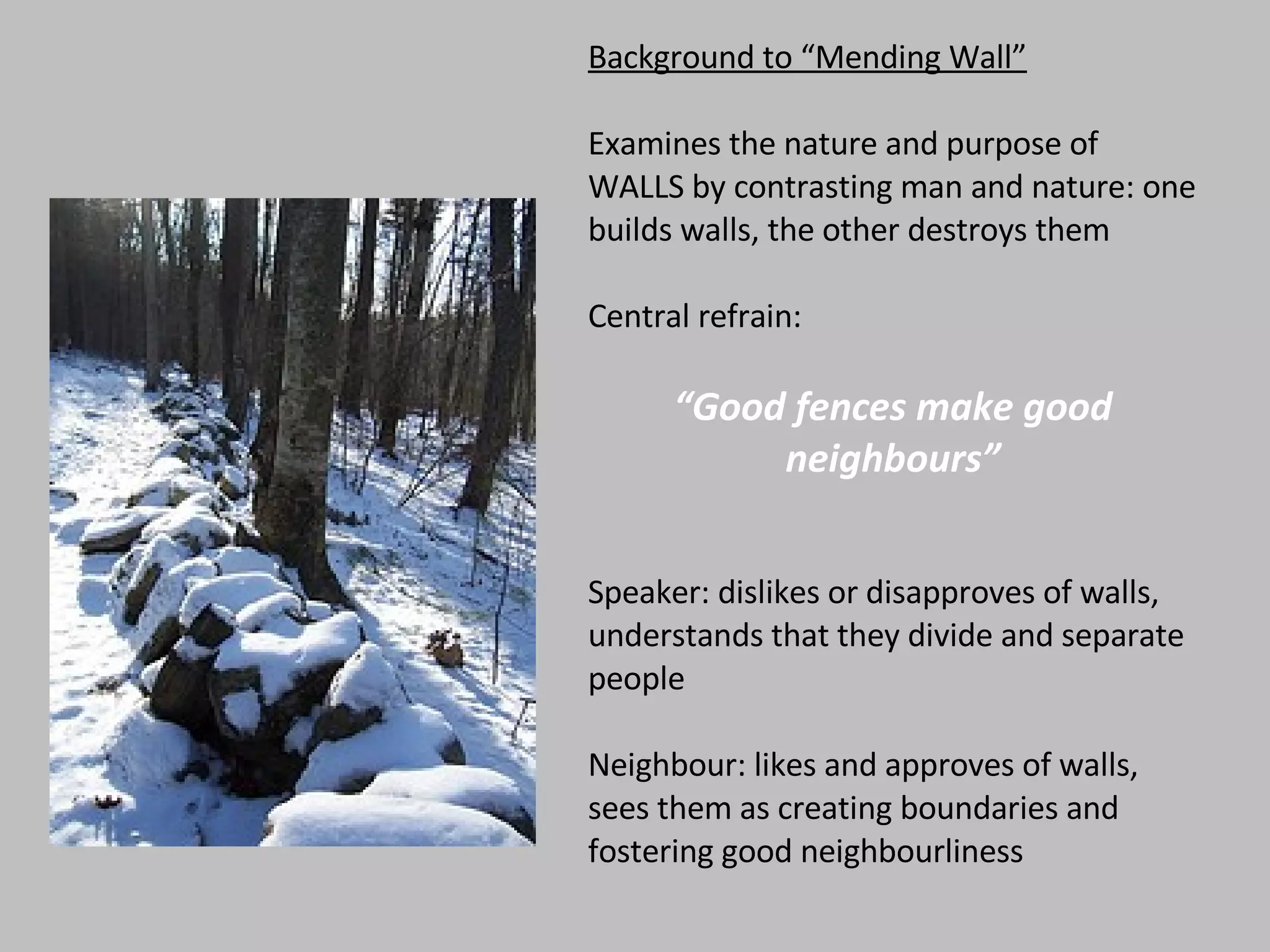 Mending Wall Robert Frost | PPT