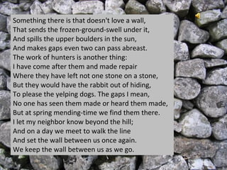 Mending Wall Robert Frost | PPT