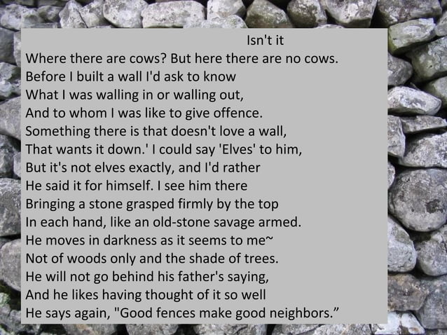 Mending Wall Robert Frost | PPT | Poetry | Books and Literature