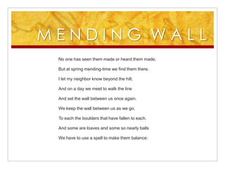 Mending wall | PPTX