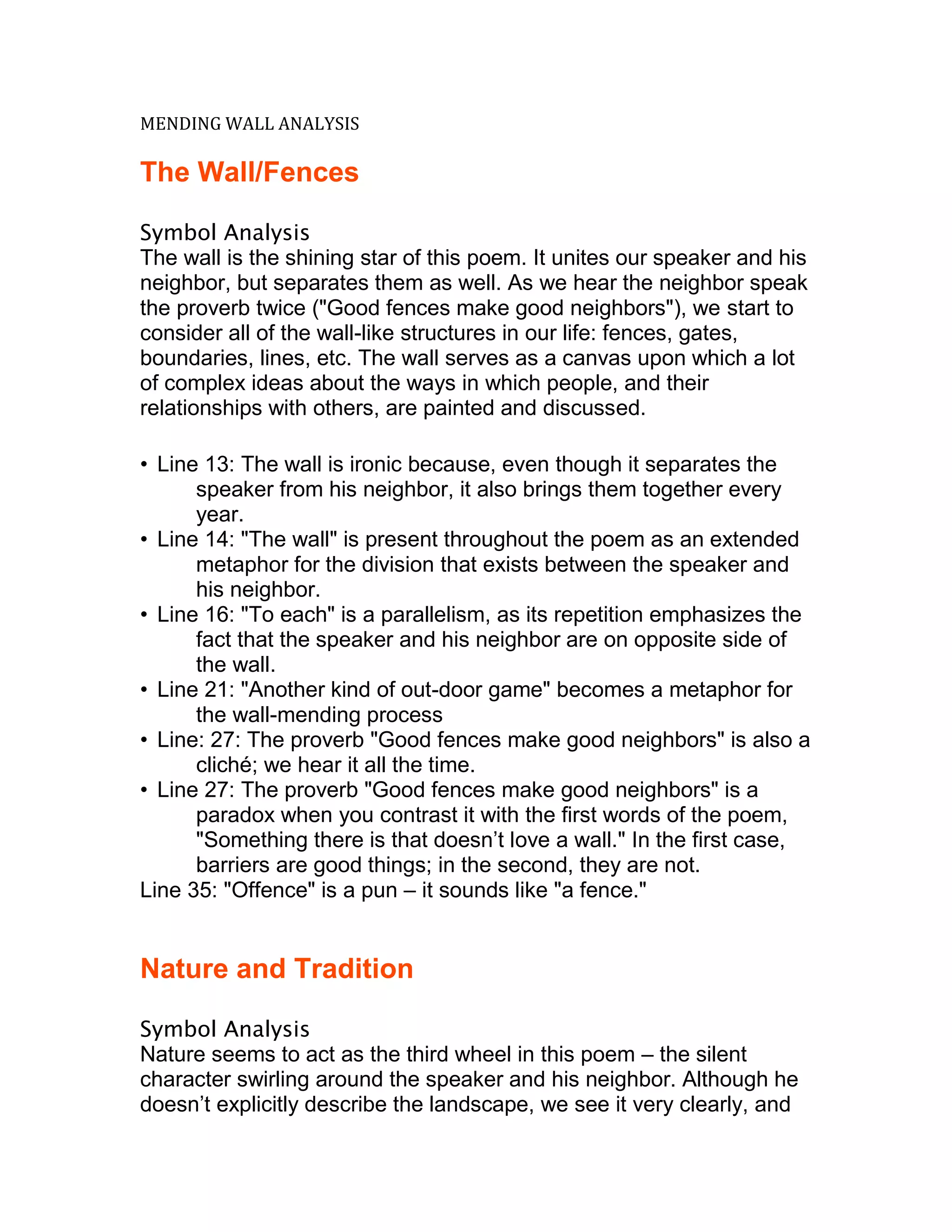 Mending Wall Info! | DOCX