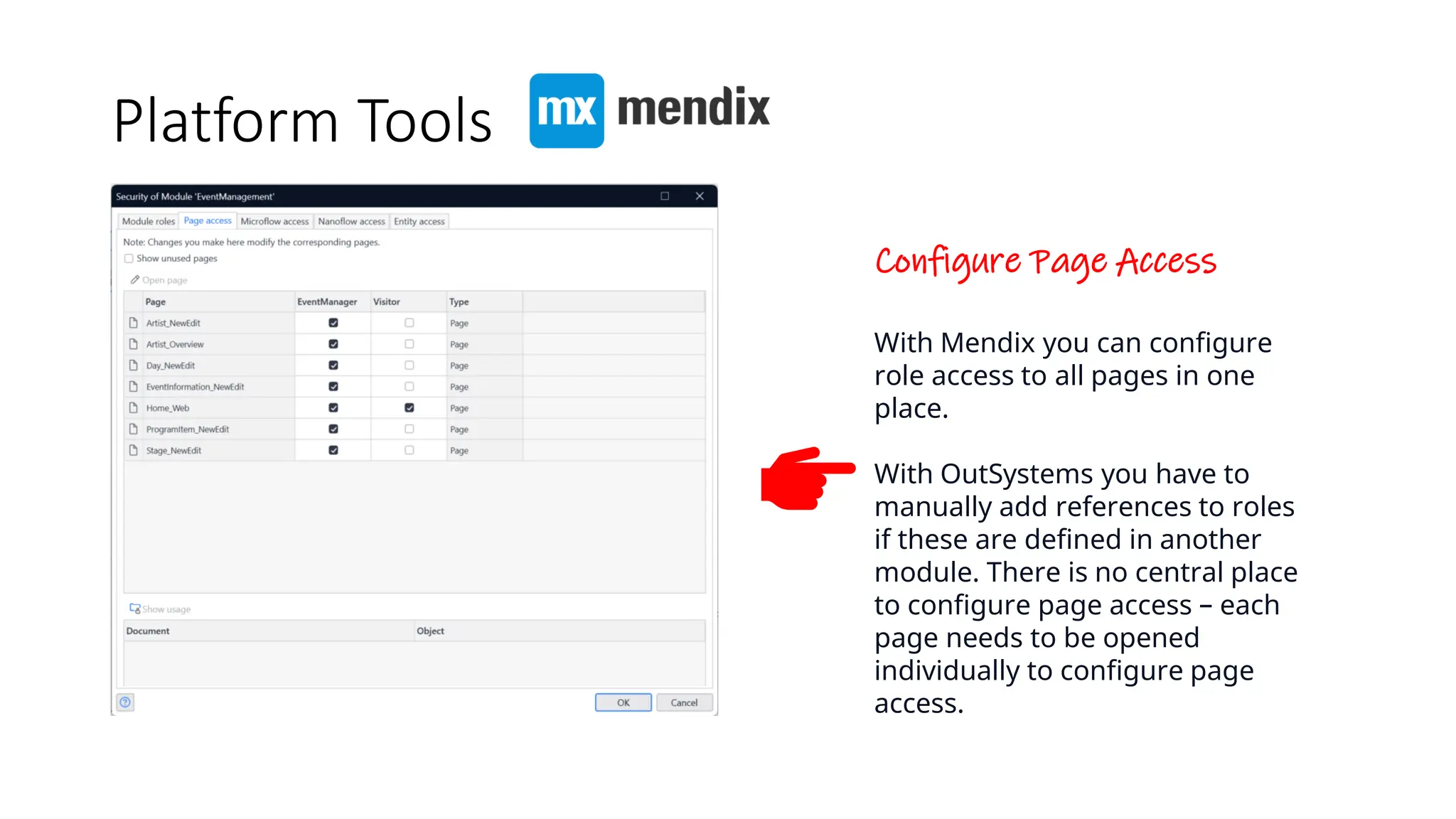Mendix vs OutSystems - Access Controls | PDF