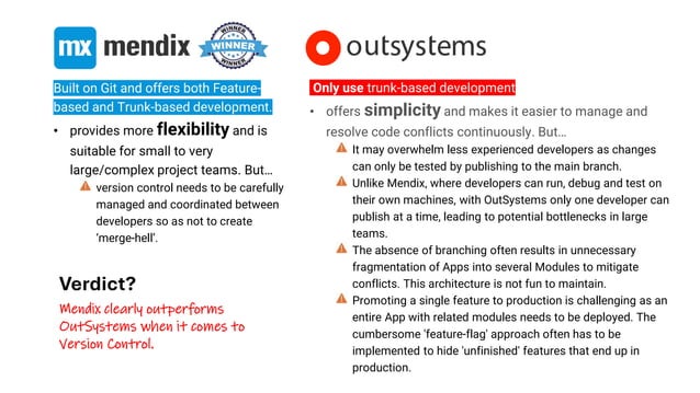 Mendix vs. OutSystems - Version Control | PPT