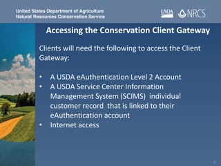Conservation Client Gateway - Jose Mendoza | PPT