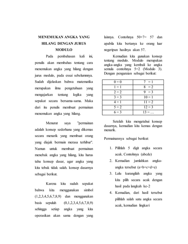Menebak angka dengan teknik modulo | PDF