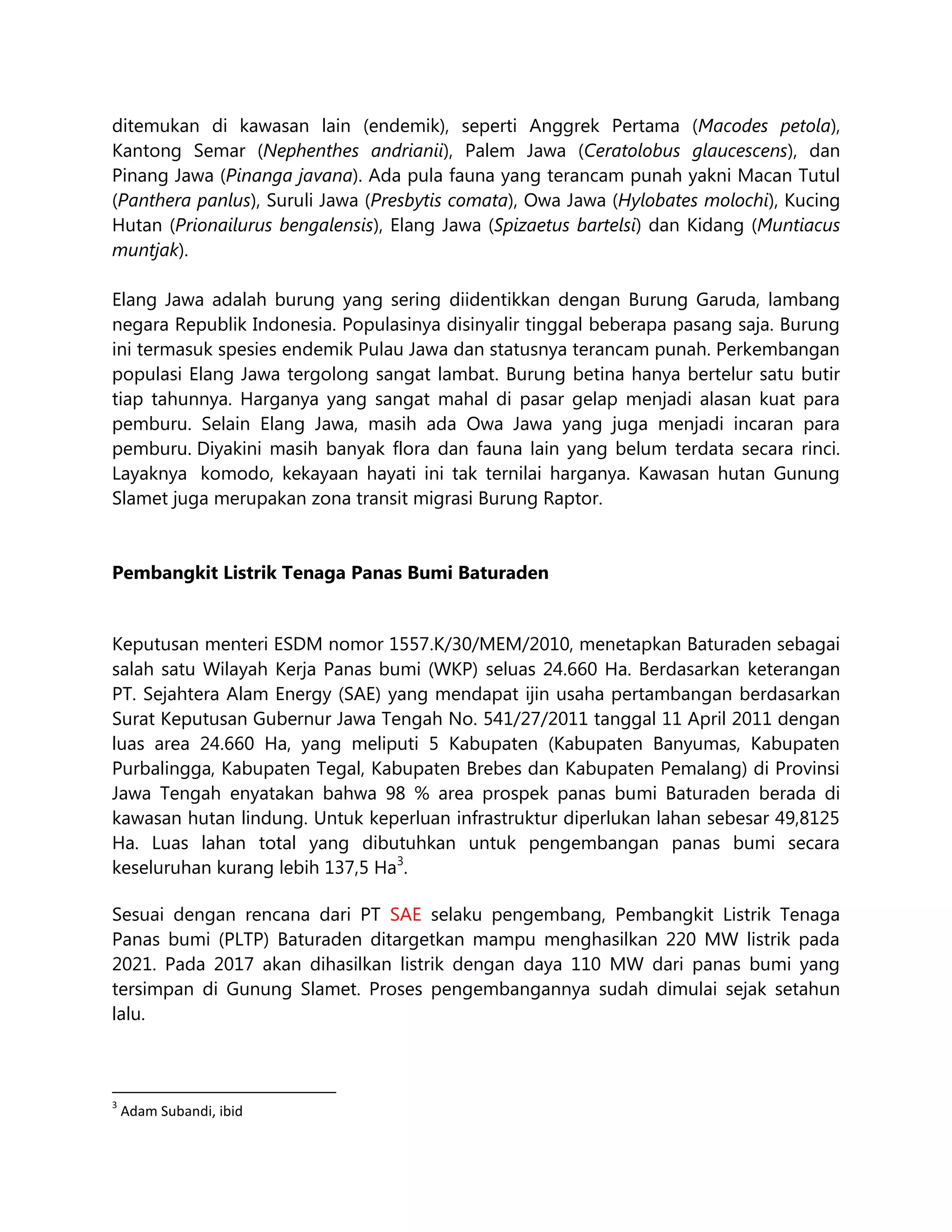 Menelisik rencana pembangunan pltp baturaden | DOCX