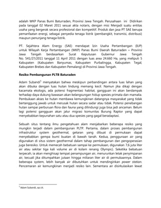 Menelisik rencana pembangunan pltp baturaden | DOCX