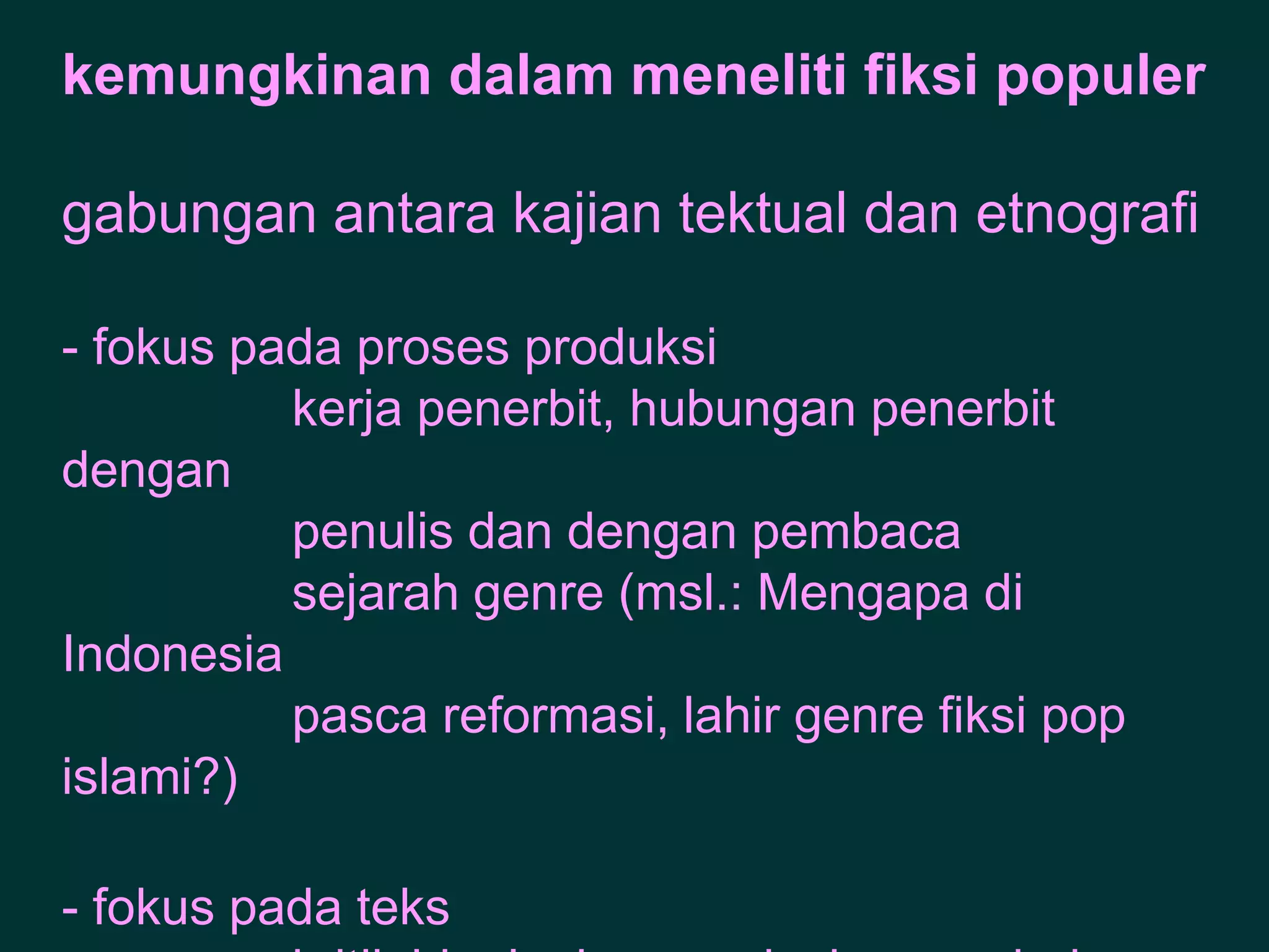 Meneliti fiksi populer | PPTX