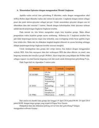 Menentukan episenter dengan metode lingkaran (2) | PDF