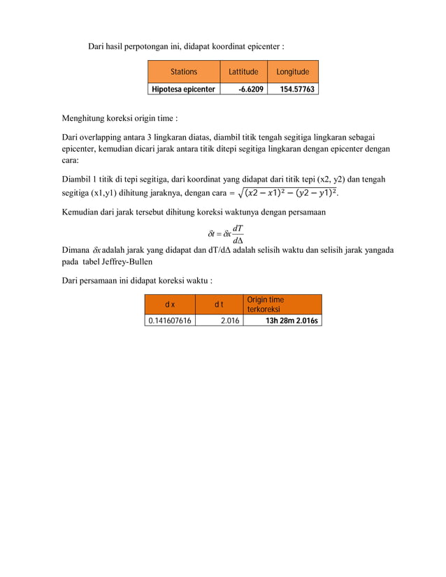 Menentukan episenter dengan metode lingkaran (2) | PDF