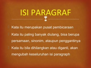 Menentukan isi paragraf. destinyo | PPT