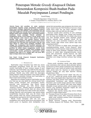 Penerapan Metode Greedy Knapsack dalam Menentukan Komposisi Buah-buahan ...