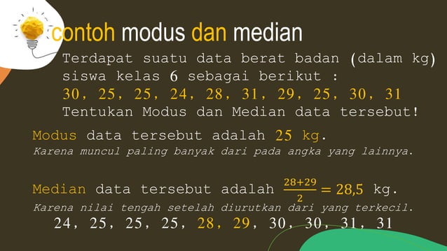 Menentukan mean, modus dan median | PPT