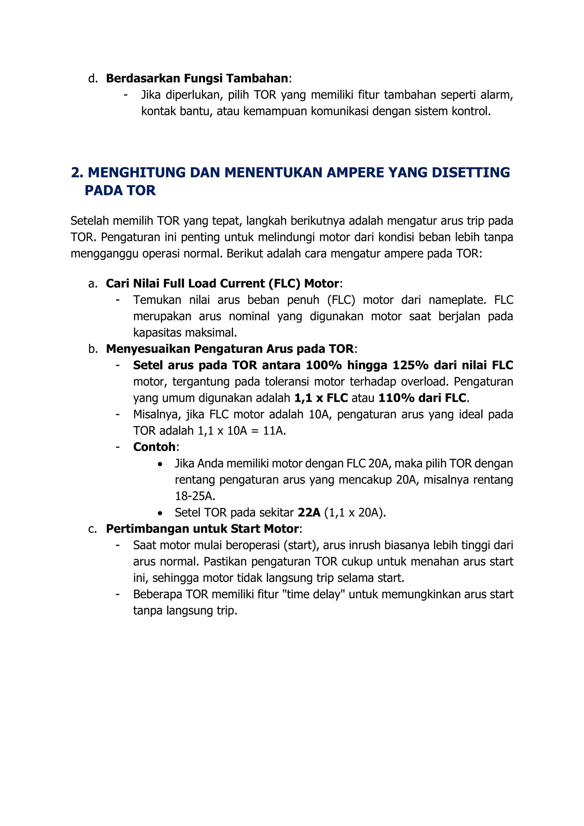 MENENTUKAN TYPE THERMAL OVERLOAD RELAY (TOR) yang DIBUTUHKAN dan ...