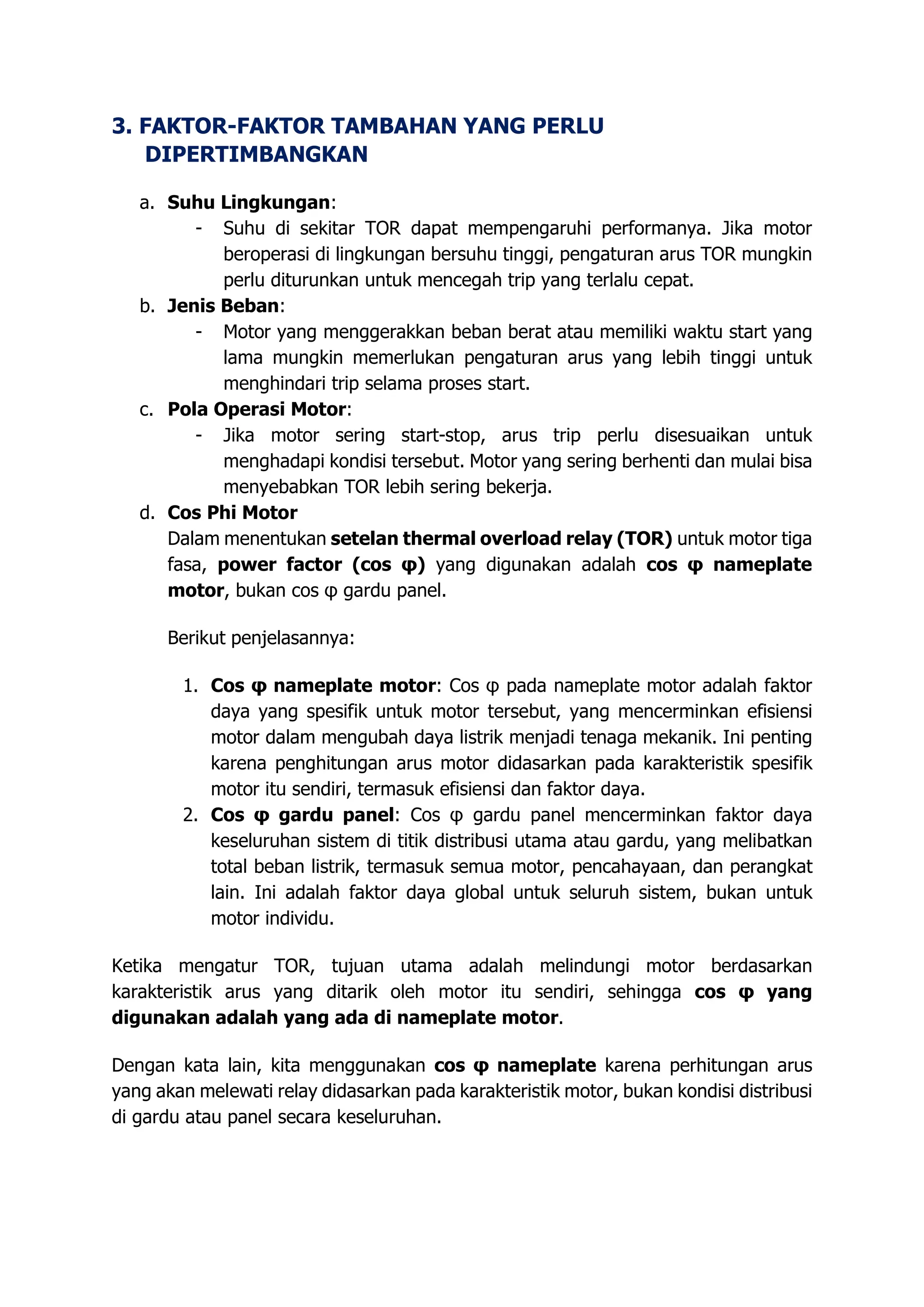 MENENTUKAN TYPE THERMAL OVERLOAD RELAY (TOR) yang DIBUTUHKAN dan ...