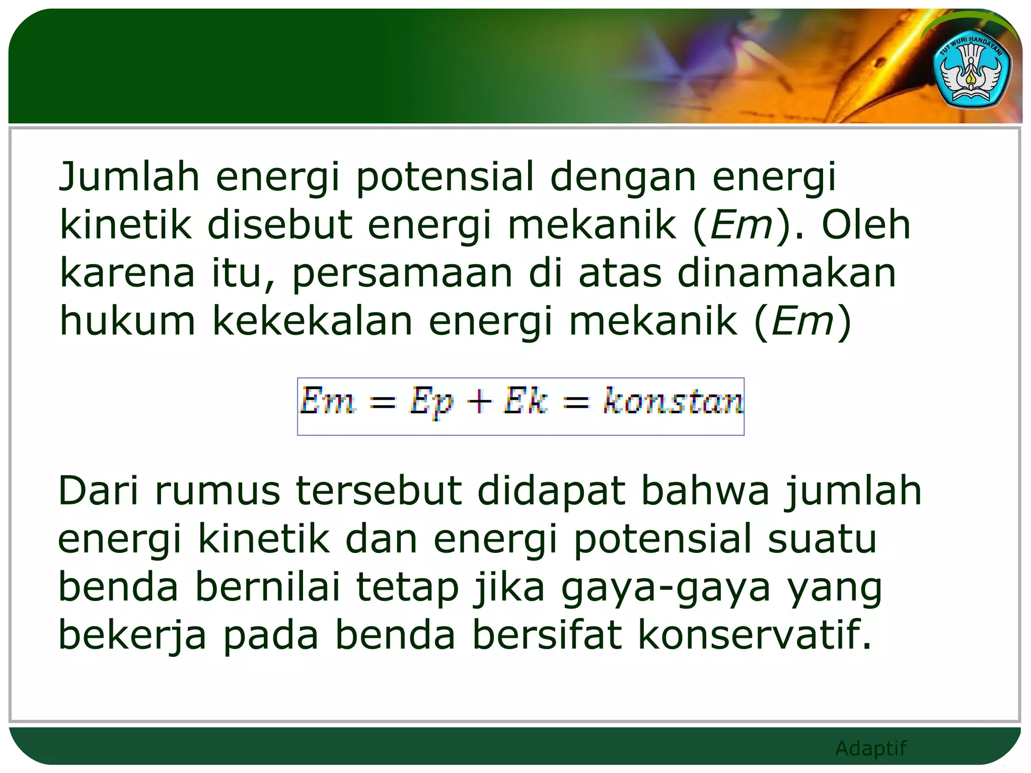 Fisika Materi usaha, daya dan energi | PPT