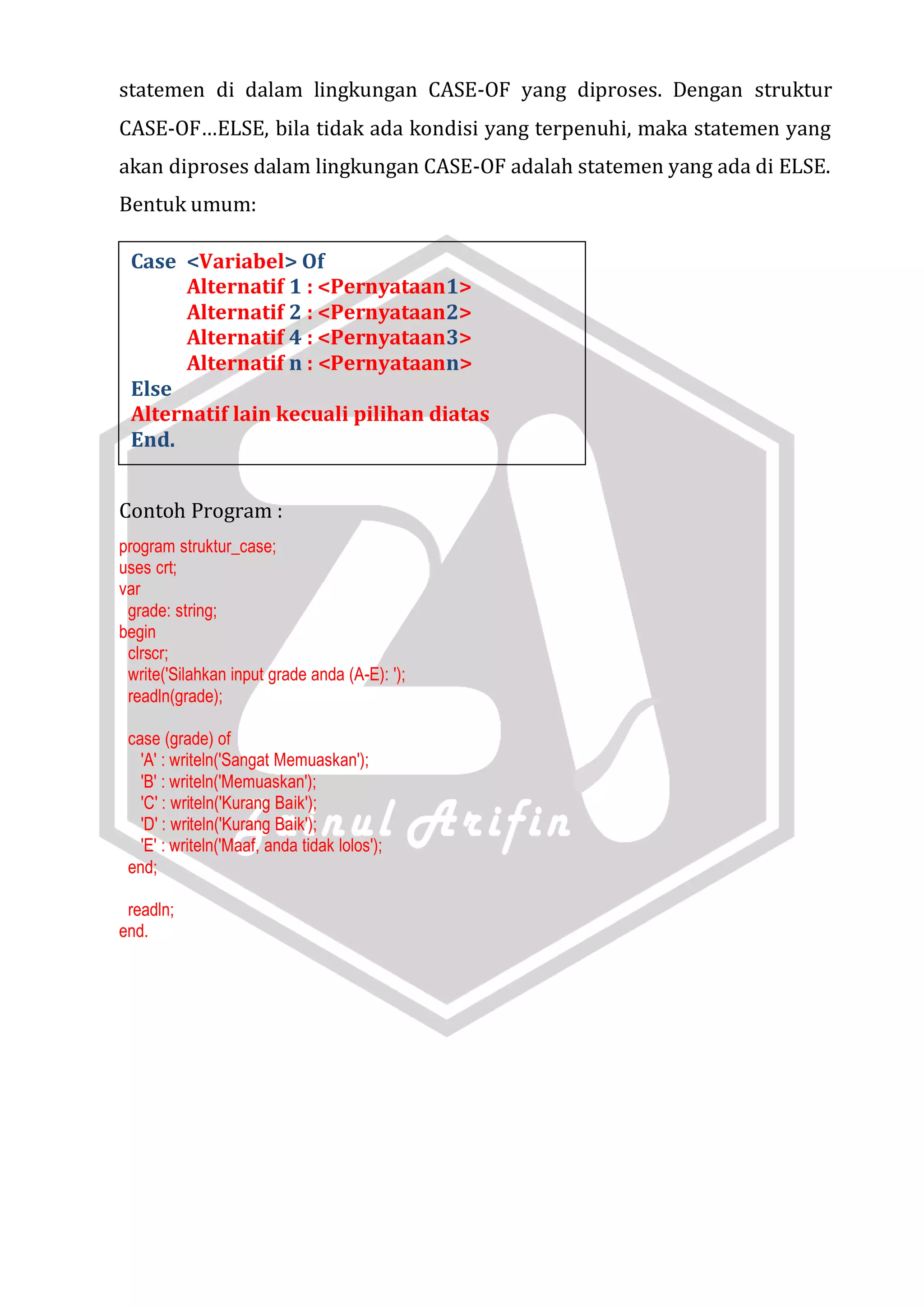 Menerapkan struktur kontrol percabangan dalam bahasa pemrograman | PDF