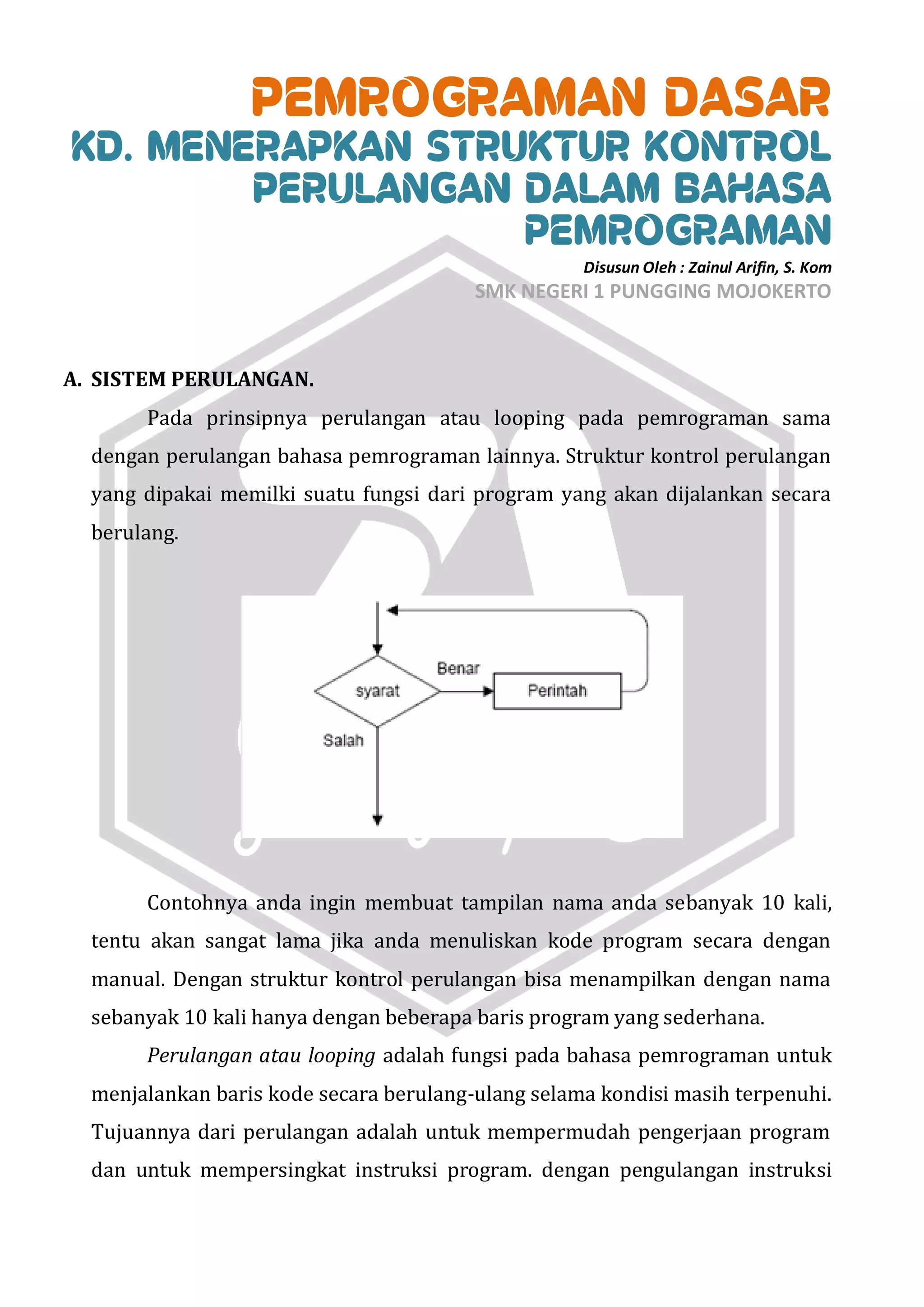 Menerapkan struktur kontrol perulangan dalam bahasa pemrograman. | PDF