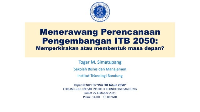 Menerawang Visi ITB 2050 | PPT