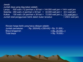 Menetukan besarnya energi dan daya listrik dalam kehidupan | PPT