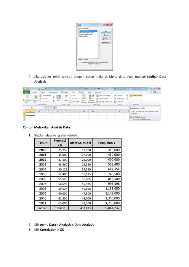Mengaktifkan analysis tool pak | PDF