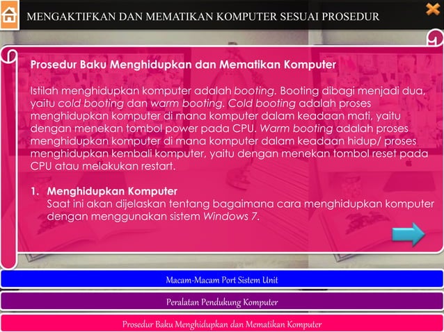 Mengaktifkan dan mematikan komputer sesuai prosedur | PPTX