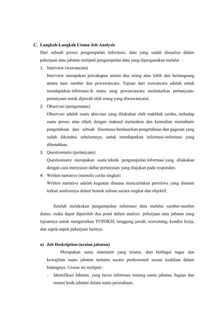 Menganalisis klasifikasi tugas atau job analysis | DOCX