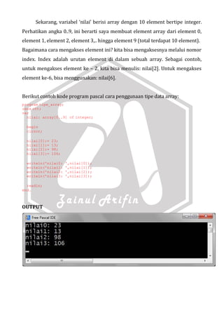 PEMROGRAMAN DASAR KD. Menganalisis penggunaan array untuk penyimpanan ...