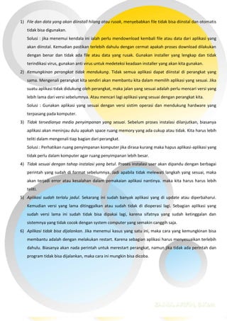 Menganalisis permasalahan pada instalasi software aplikasi | PDF