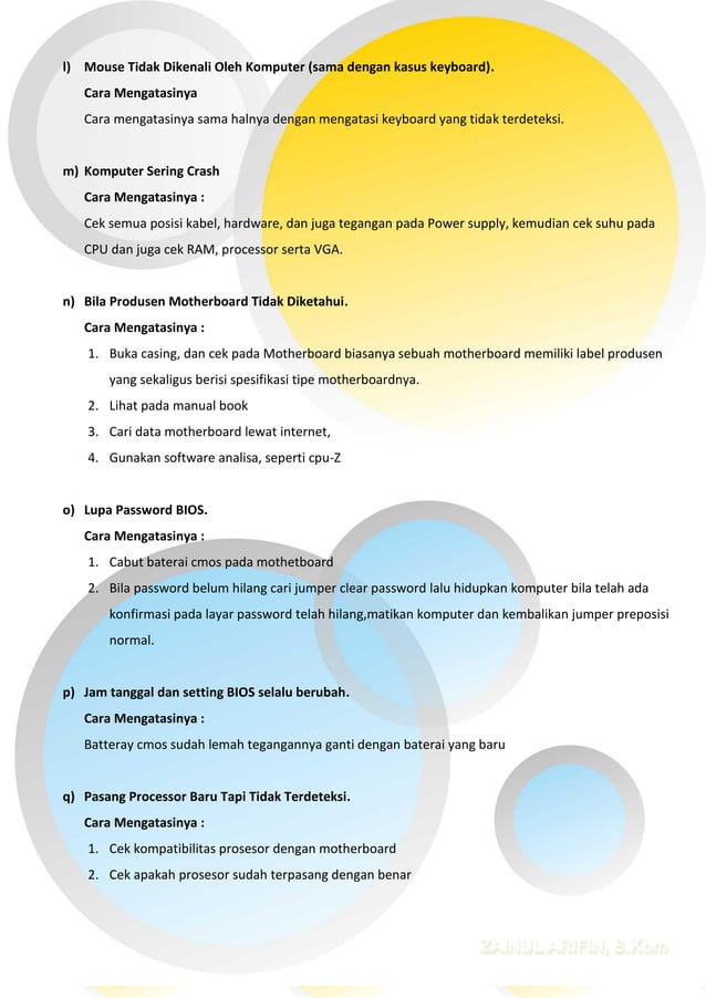 KOMPUTER DAN JARINGAN DASR KD : Menganalisis permasalahan pada perangkat keras | PDF