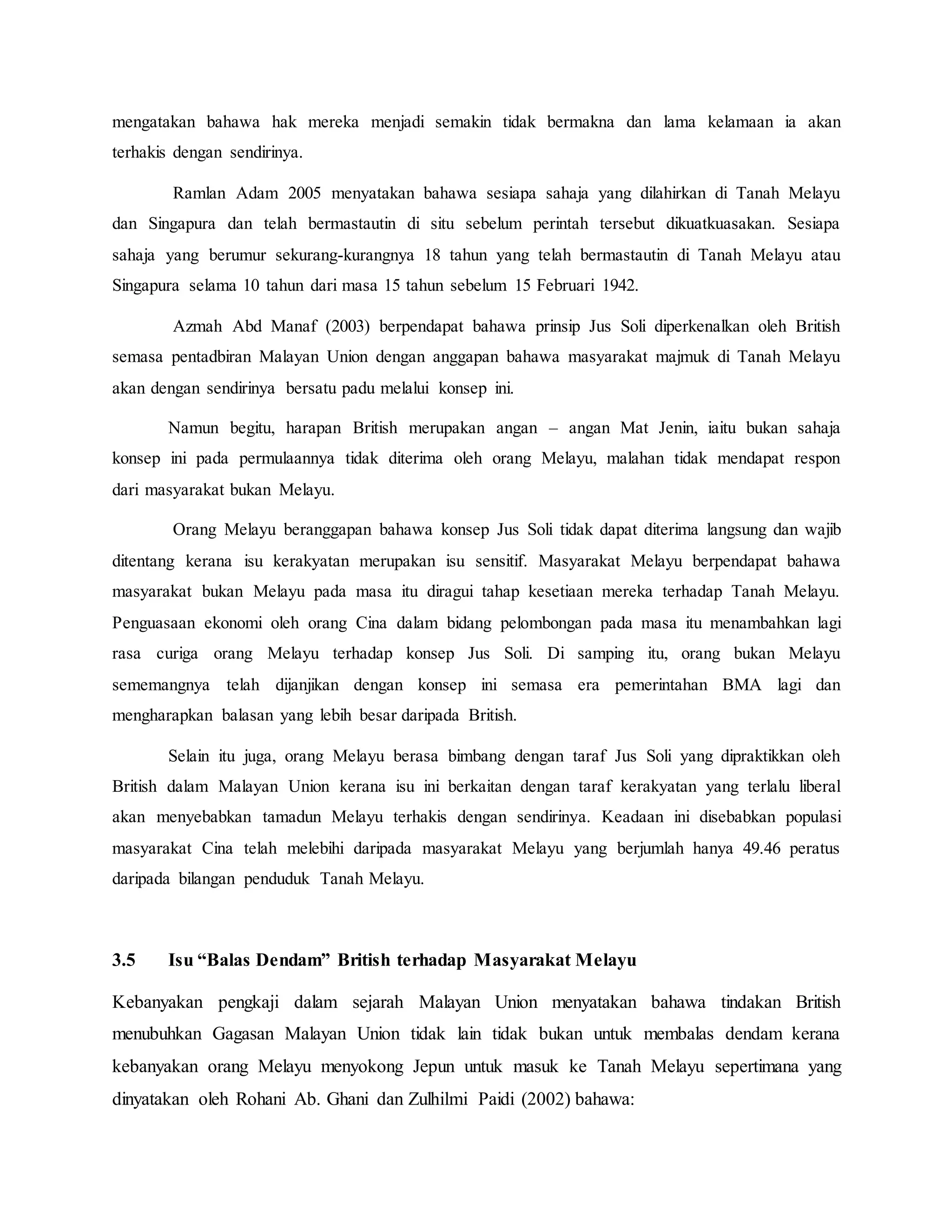 Mengapakah orang melayu menentang malayan union | DOCX