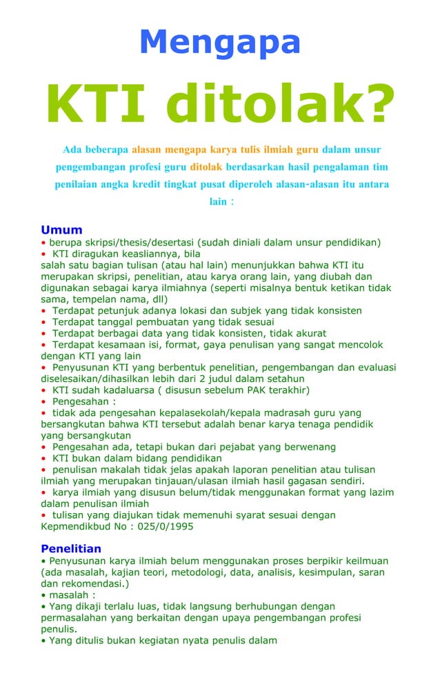 Mengapa KTI Ditolak ? | PDF