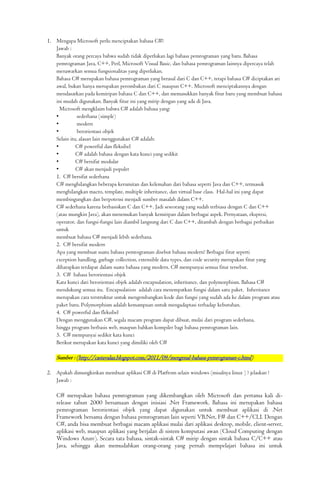 Mengapa microsoft perlu menciptakan bahasa c# | DOCX
