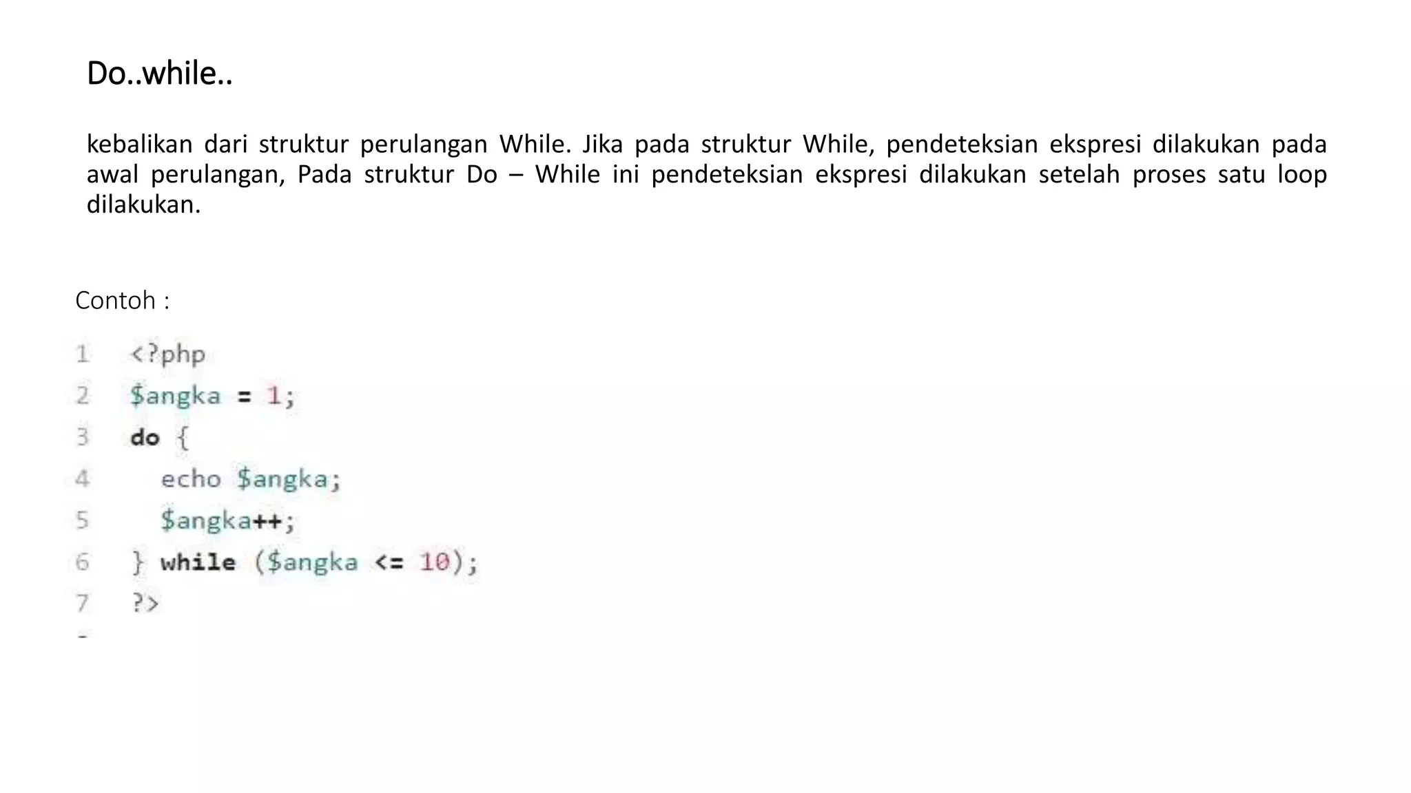 Mengetahui macam macam perulangan pada php | PPTX