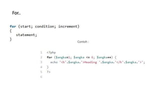Mengetahui macam macam perulangan pada php | PPTX