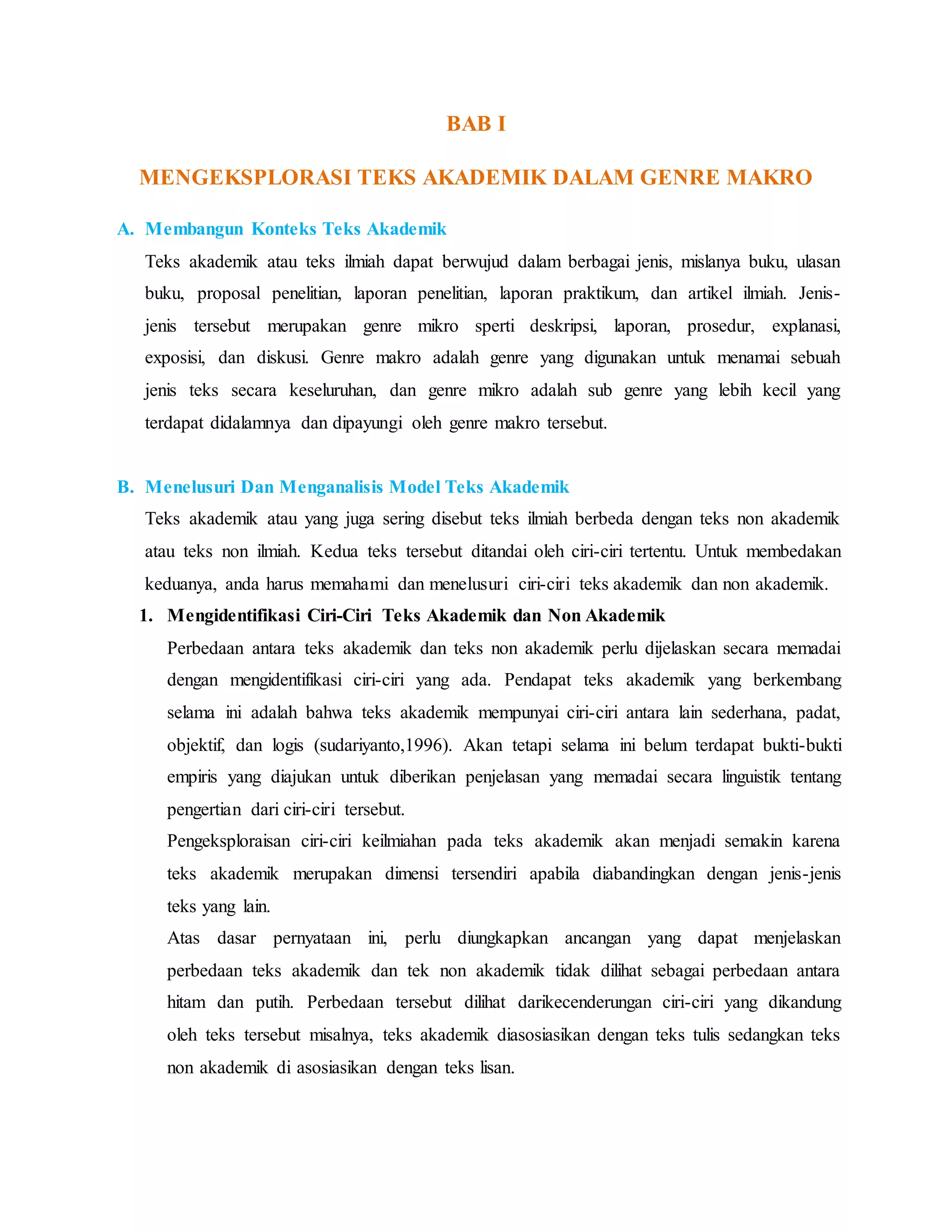 Mengeksplorasi teks akademik dalam genre makro | DOCX