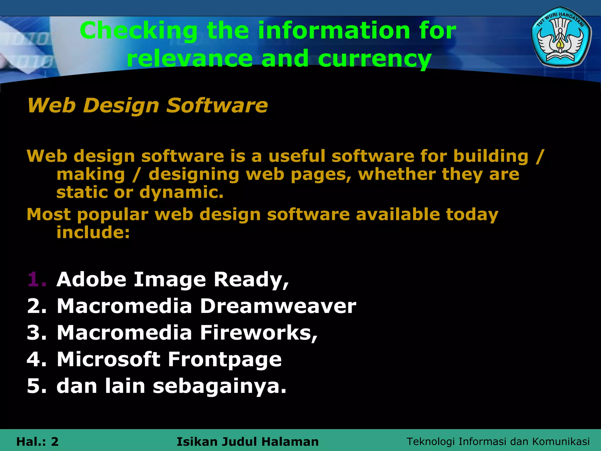 Mengelola isi halaman web1 eng | PPT | Web Design and HTML | Internet