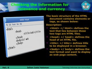 Mengelola isi halaman web1 eng | PPT | Web Design and HTML | Internet