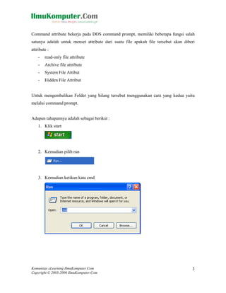 Mengembalikan folder-yang-hilang- xp | PDF