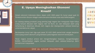 MENGEMBANGKAN EKONOMI KREATIF BERDASARKAN POTENSI WILAYAH UNTUK MENINGKATKAN KESEJAHTERAAN ...