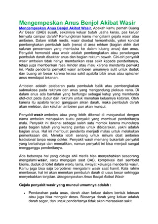 Mengempeskan anus benjol akibat wasir | PDF