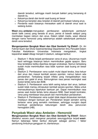 Mengempeskan bengkak wasir dan obat sembelit yg efektif | PDF