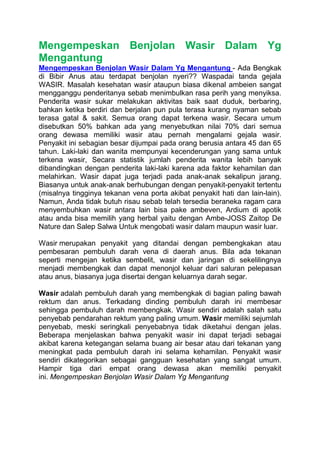 Mengempeskan benjolan wasir dalam yg mengantung | PDF