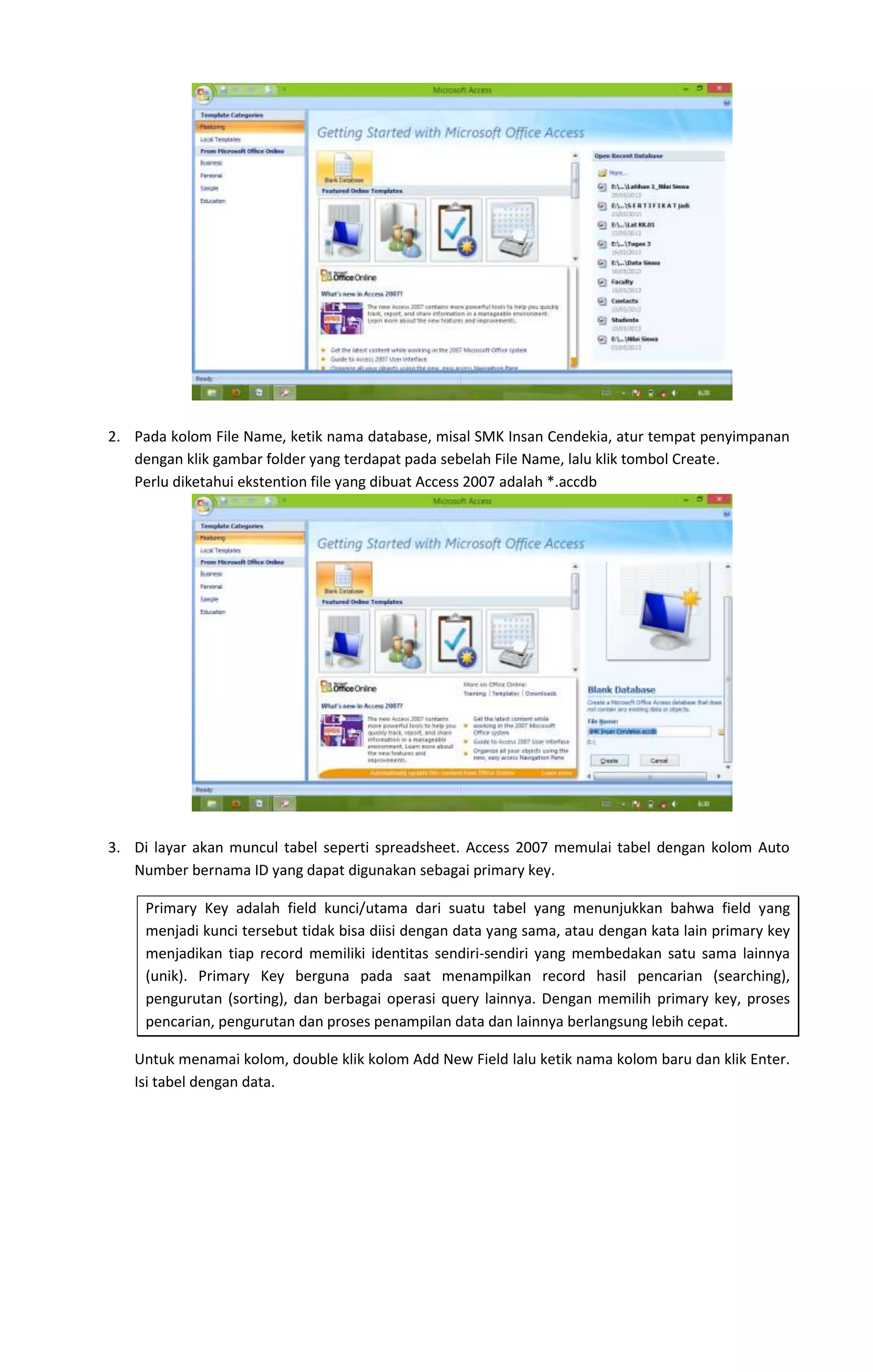 Mengenal access 2007 | PDF