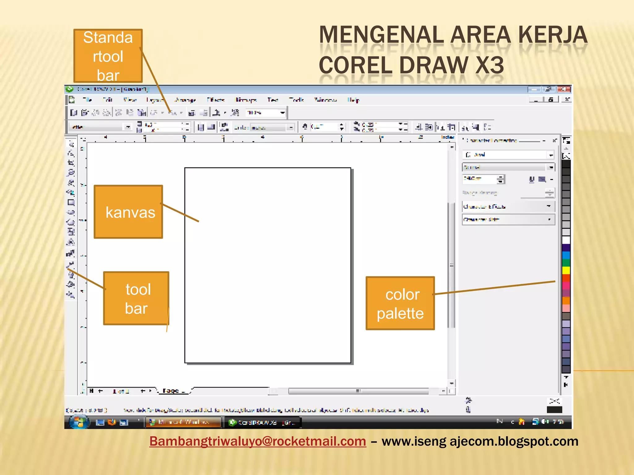 Mengenal area kerja corel draw x3 | PPTX